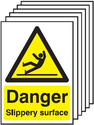 Danger Slippery Surface Safety Sign Pack of 6 | Signage