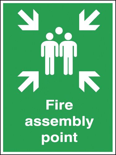 Fire Assembly Point 600x450mm Aluminium Safety Sign | Post Mounted Sign