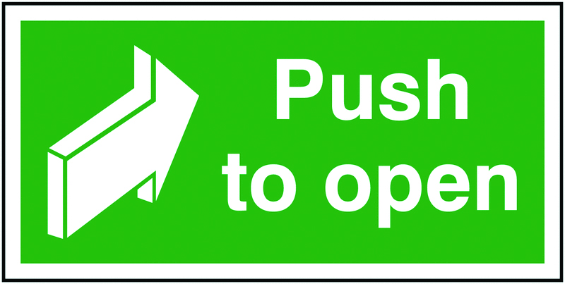 Push To Open Right Arrow Safety Sign | Sigange