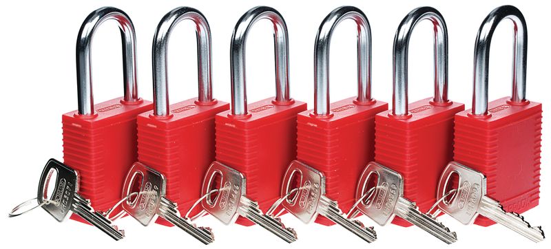 Lockout Safety Padlocks Red - 6 Pack | Lockout