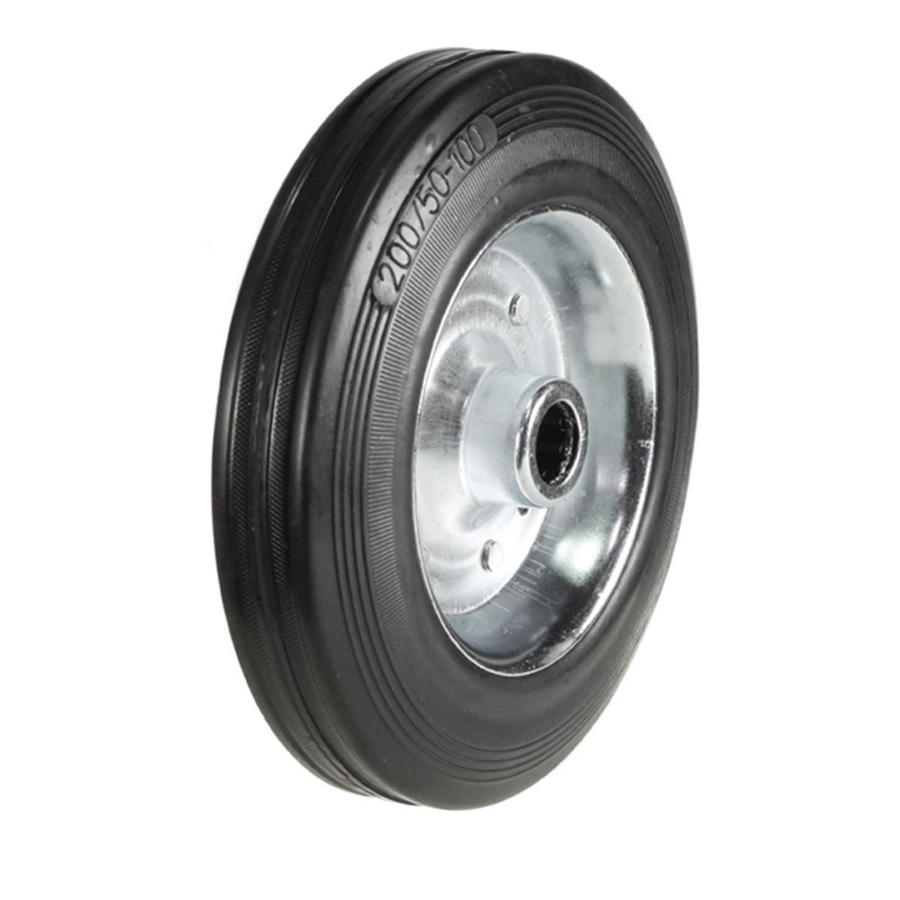 Black Solid Rubber Tyre / Black Metal Centre Wheel - 300mm - RB
