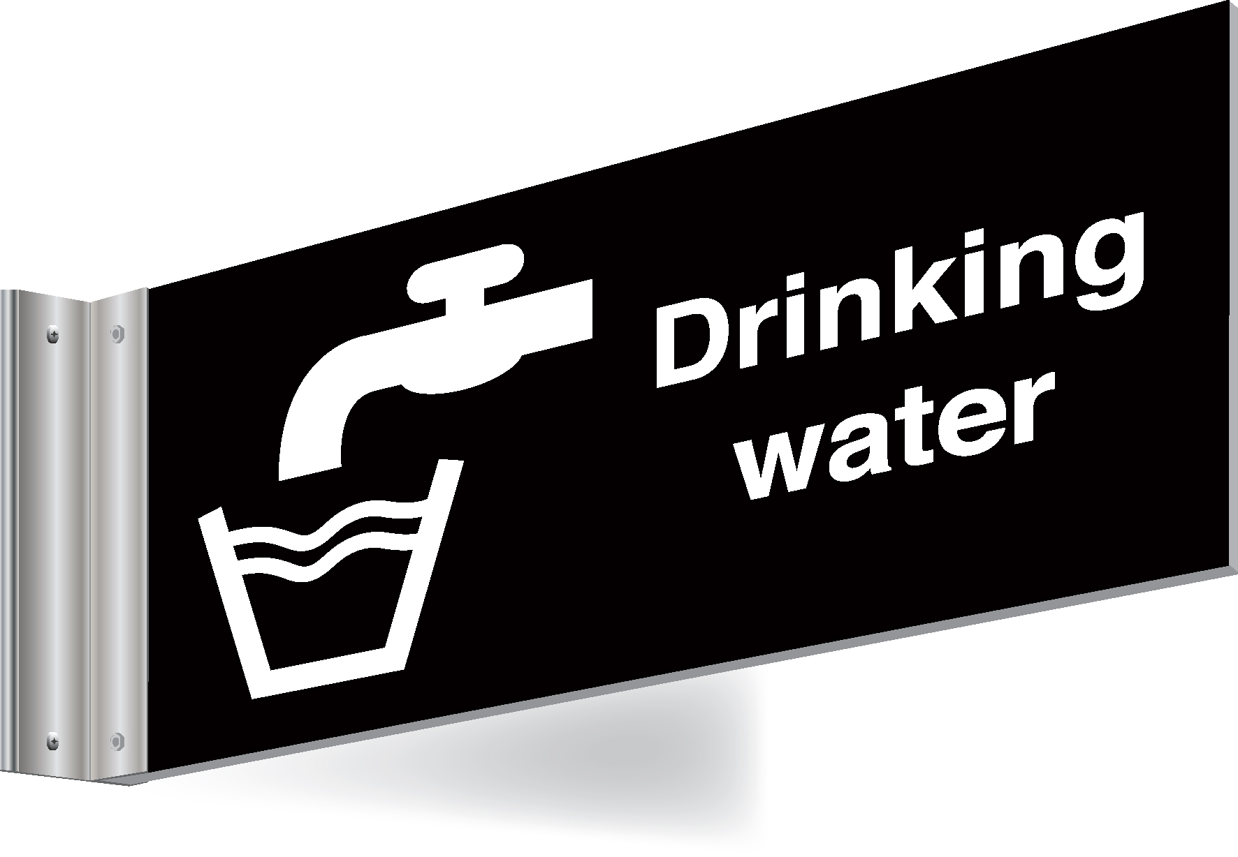 150 x 300mm Drinking water Double-sided Washroom Sign - T Bar | Signage