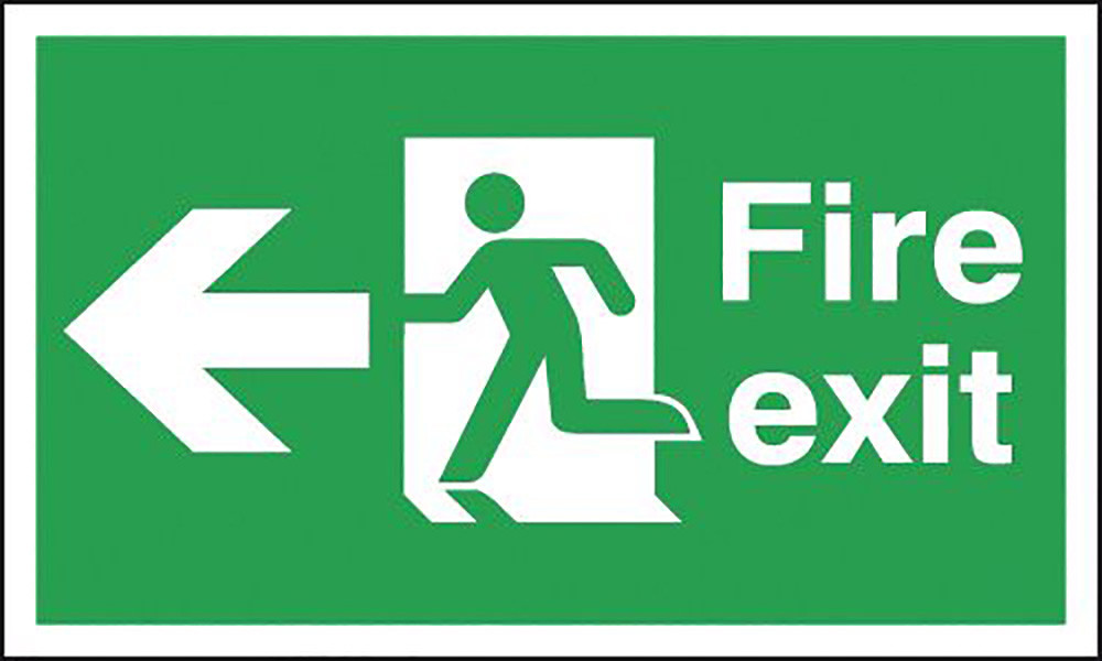 Fire exit left sign 150 x 450mm Double Sided Safety Sign | Signage