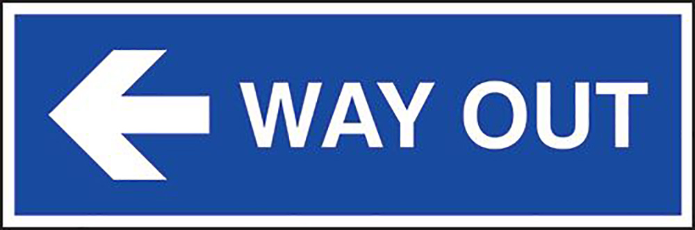 Way out arrow left 150x450mm 1.2mm Rigid Plastic Safety Sign | Signage