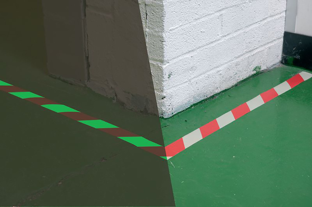 Red & Glow Chevron Photoluminescent Tape 40mm wide x10m Safety Sign